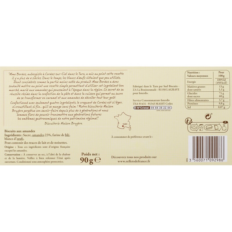 Biscuits Croquants aux amandes REFLETS DE FRANCE