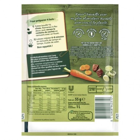 KNORR dehydrated pot-au-feu soup with vermicelli and carrots, 55 g sachet