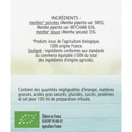 Organic mint infusion JARDIN BIO ETIC box of 20 sachets