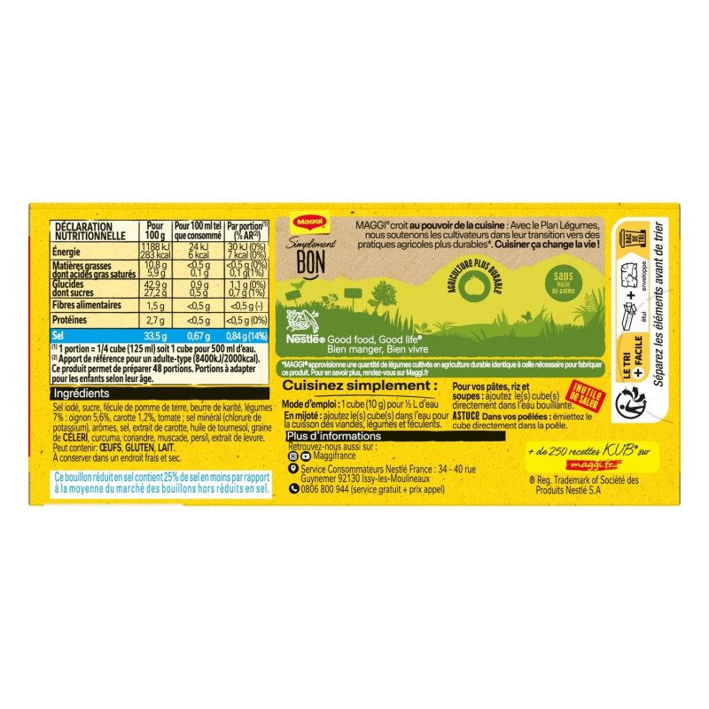 MAGGI reduced salt vegetable bouillon cubes