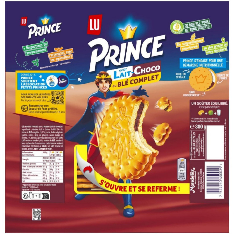 Prince LU Whole Wheat Milk Chocolate Filled Cookies