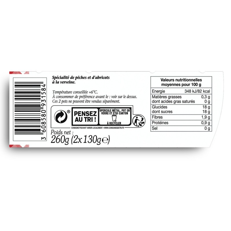 Compote pêche abricot BONNE MAMAN