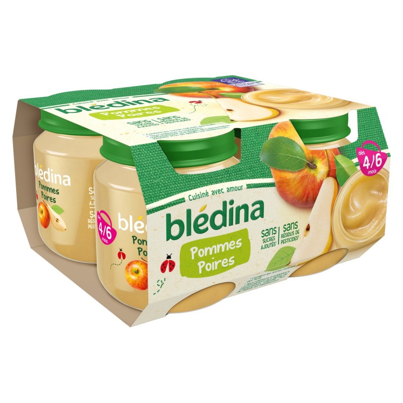 Compotas bebe a partir de 4 meses manzana pera BLEDINA