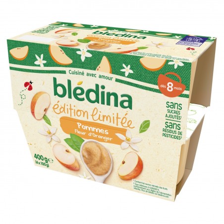 Dessert bébé dès 8 Mois compote de pomme & fleur d'oranger BLEDINA